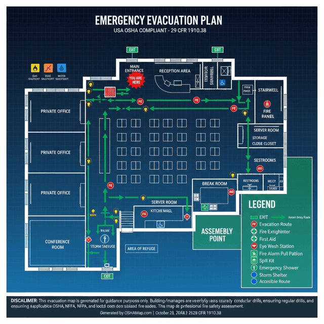 Free Evacuation Map Generator — AI-Powered OSHA Maps [2026] | OSHAMap